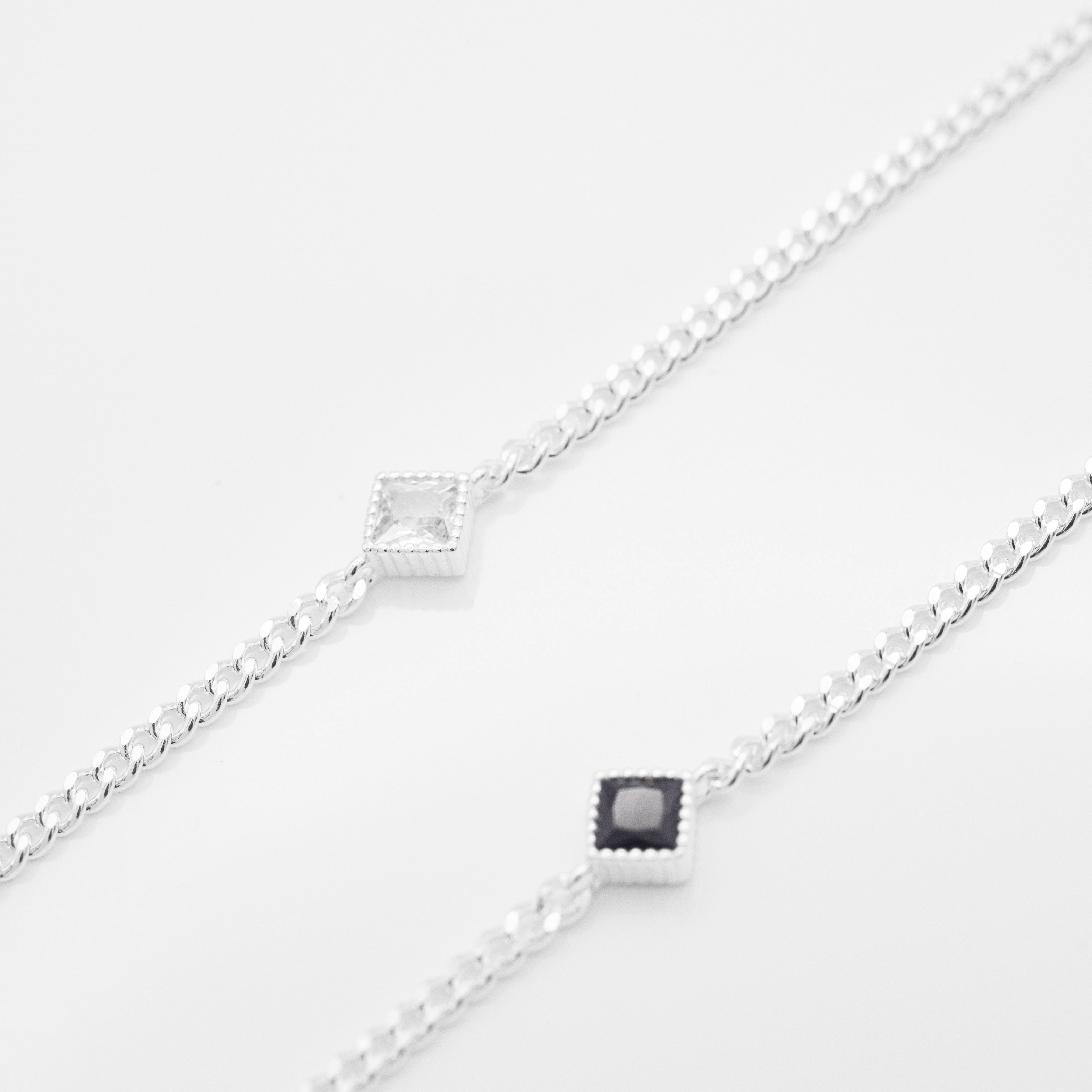 925純銀黑/白方鑽手鍊 925 Sterling Silver Square Crystal Bracelet – Ginkawa Design